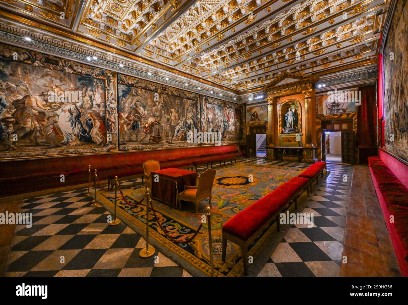 The chapter house Museum in Segovia Cathedral showing 17th century ...