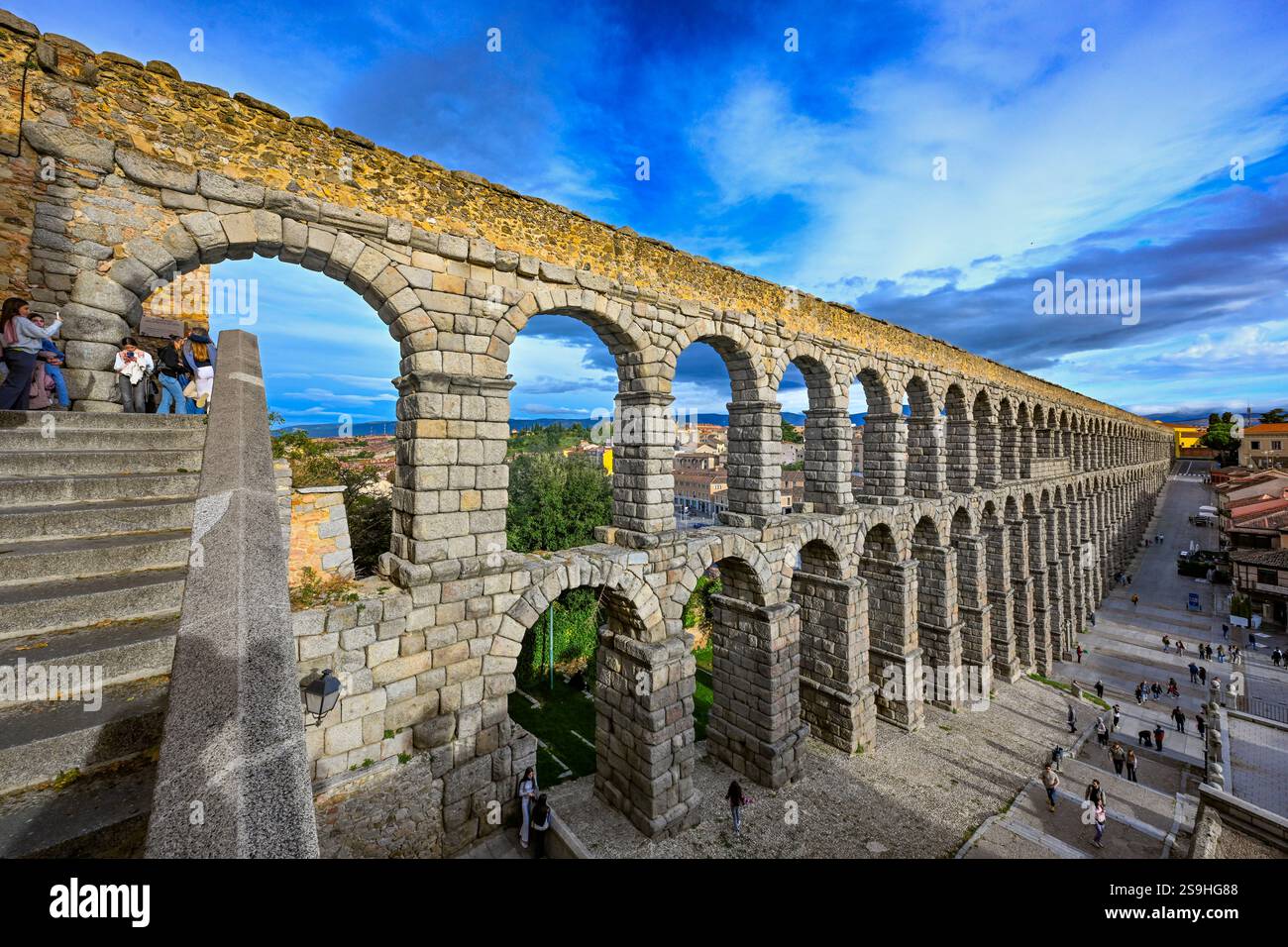 The Roman Aqueduct at the UNESCO Heritage City of Segovia, Spain Stock ...