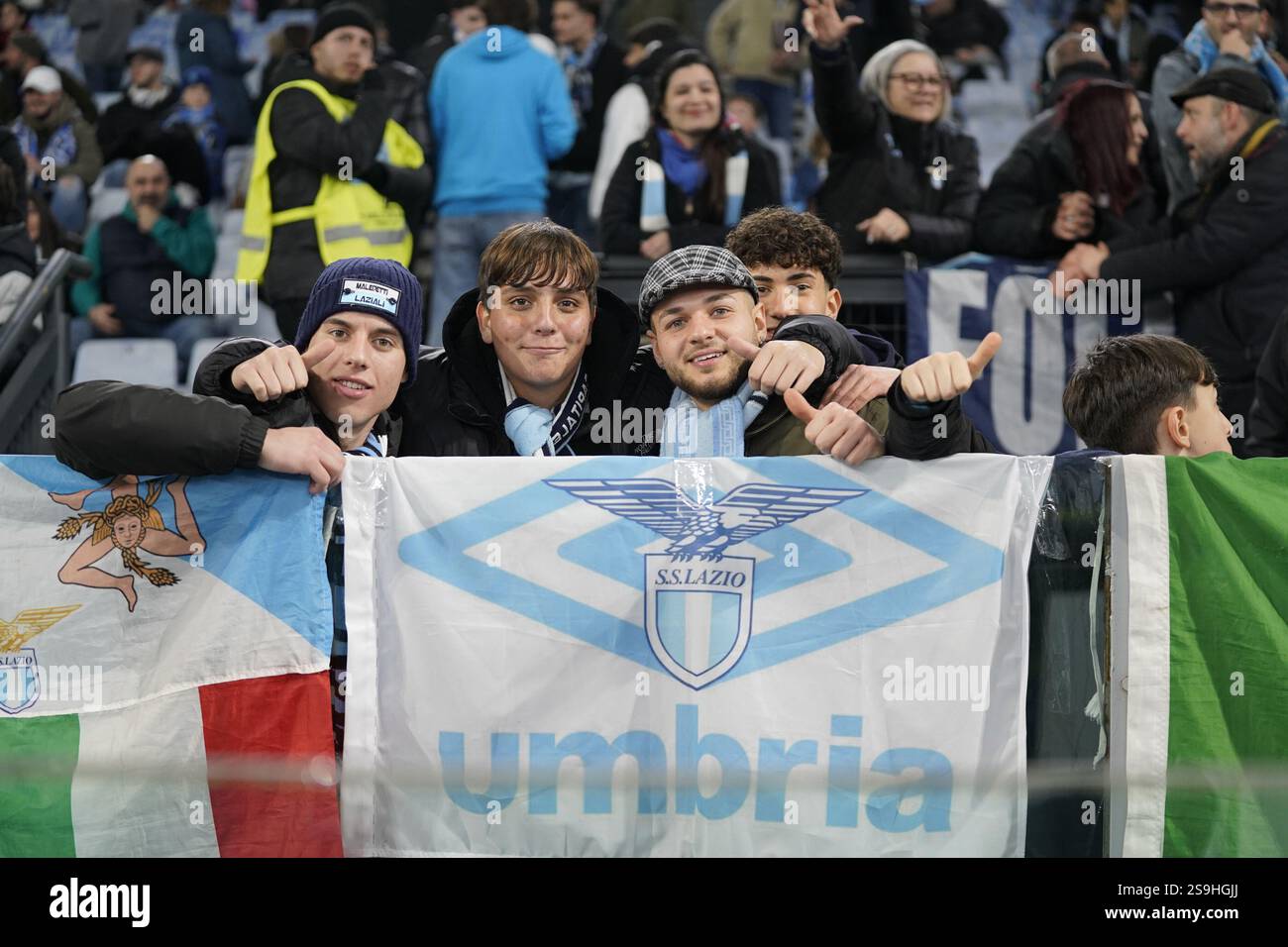 Supporters of Lazio during the 22th day of the Serie A Championship ...