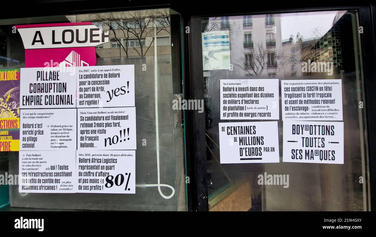 Anti-capitalistic posters protesting against Vincent Bolloré economic ...