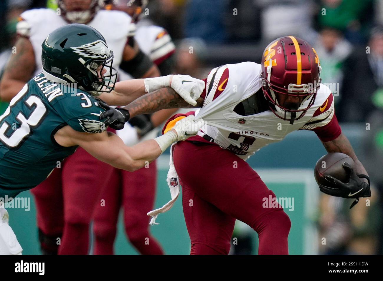 Washington Commanders wide receiver Dyami Brown is tackled by ...