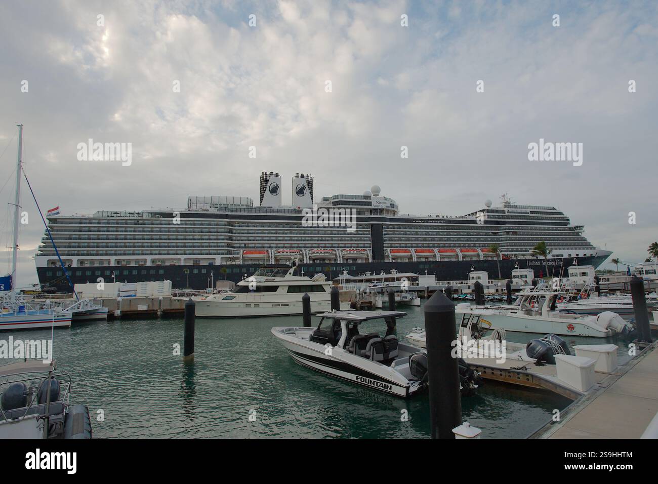 Wide view over a boat marina Port of call docked Holland America Cruise ...