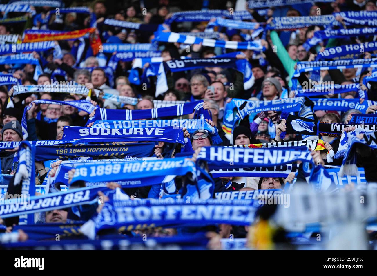 January 26 2025: Fans from TSG 1899 Hoffenheim during a 1. Bundesligaa ...
