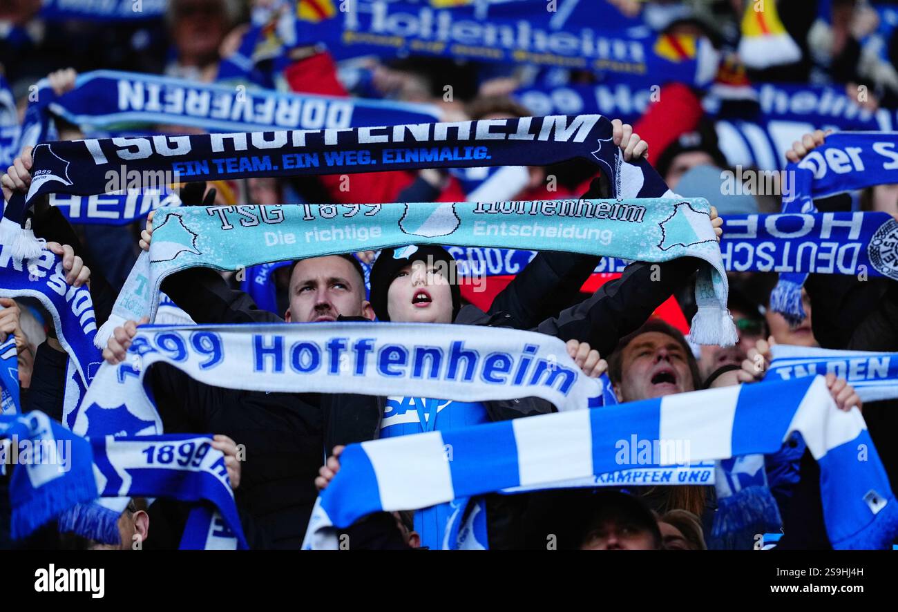 January 26 2025: Fans from TSG 1899 Hoffenheim during a 1. Bundesligaa ...