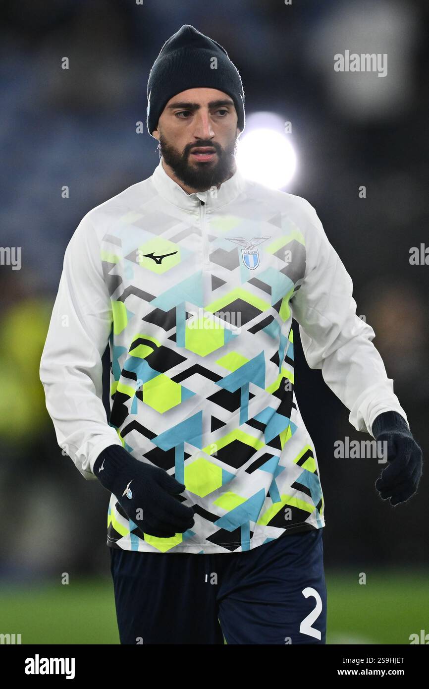 Samuel Gigot of S.S. Lazio warm up prior the match during the 22th day ...