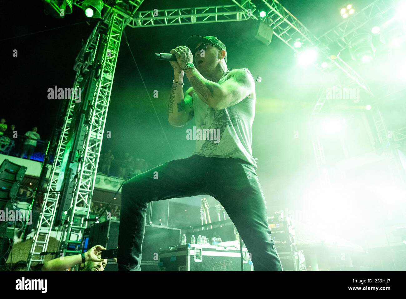 Johnny 3 Tears of Hollywood Undead performs on board the Carnival Magic ...