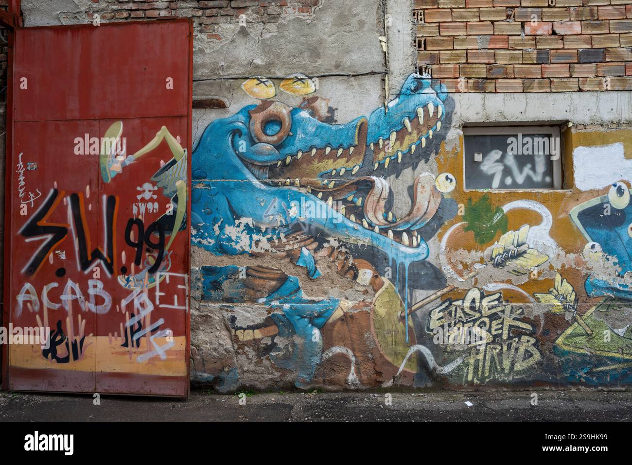 Graffiti mural in a courtyard, arsek erase, Sofia Graffiti Tour, Sofia ...