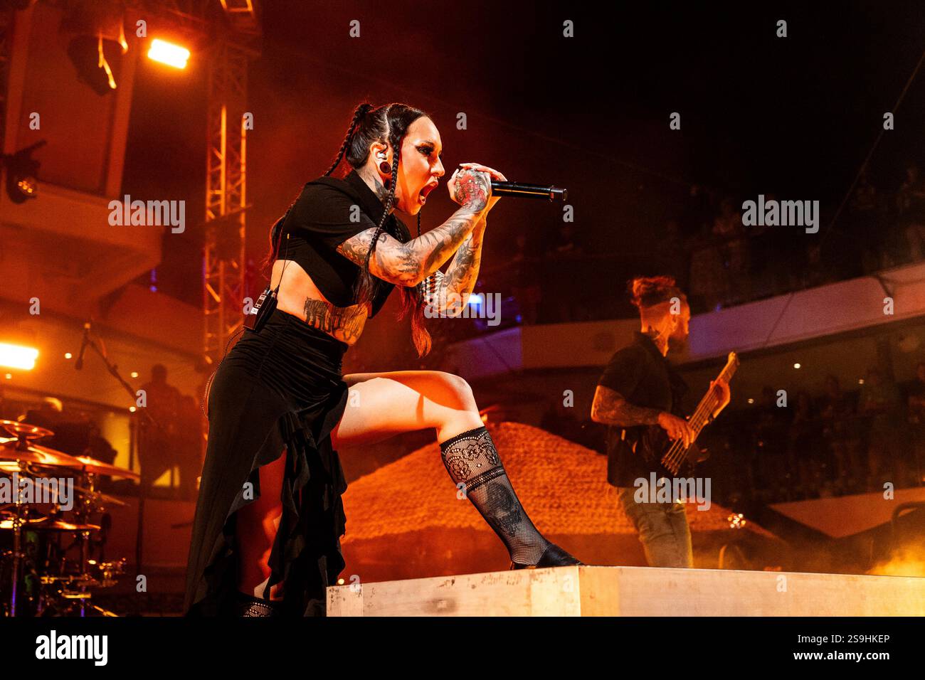 Tatiana Shmayluk of Jinjer performs on board the Carnival Magic during day four of the ...