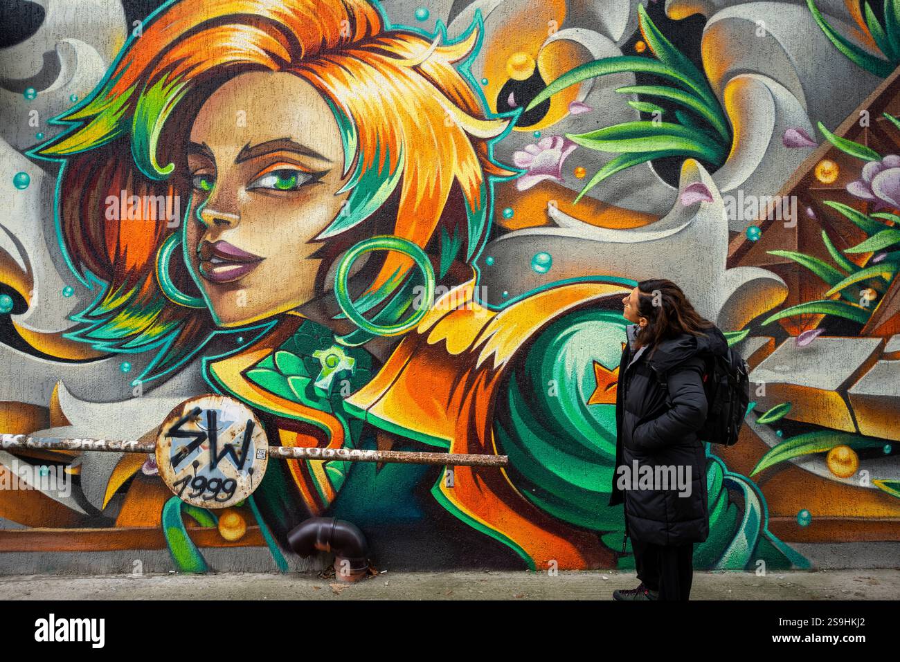 graffiti mural in a courtyard, STEN.DUC., Sofia Graffiti Tour, Sofia ...