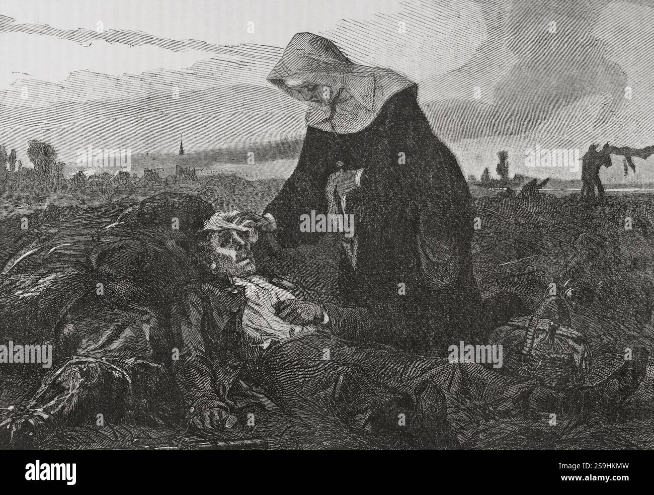 Nun tending injured soldier hi-res stock photography and images - Alamy