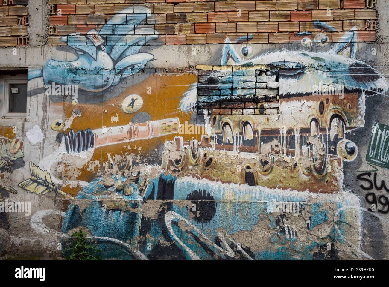 Graffiti mural in a courtyard, arsek erase, Sofia Graffiti Tour, Sofia ...