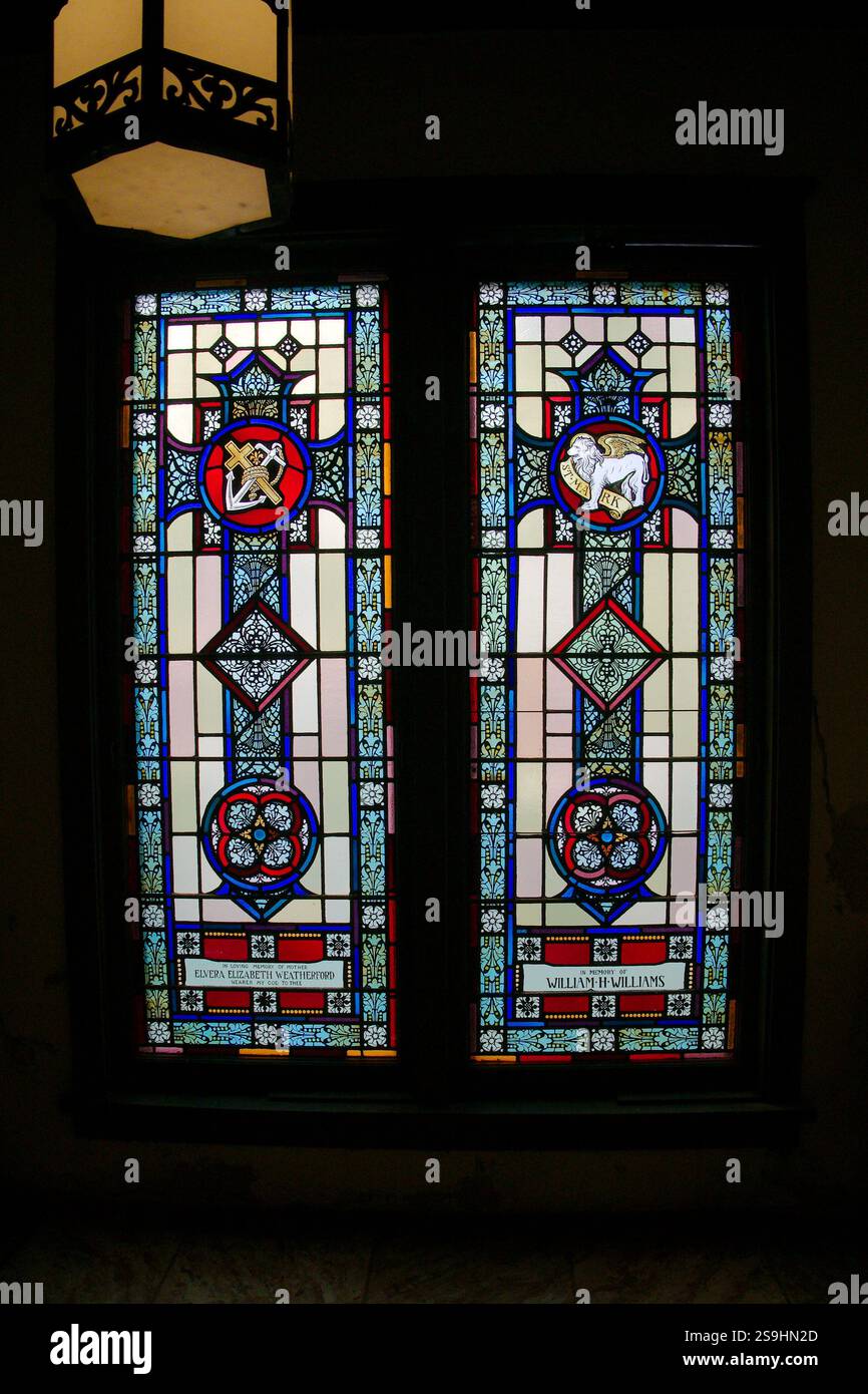 ST PAUL'S EPISCOPAL CHURCH inside view of stain glass windows ...