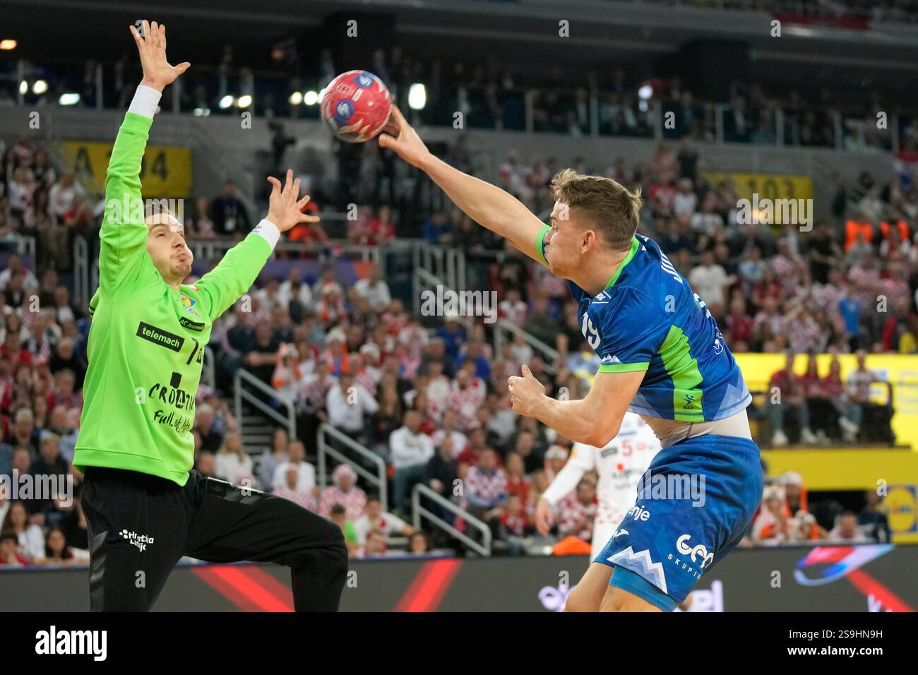 Slovenia's Stas Jovicic tries to score during the main round match ...