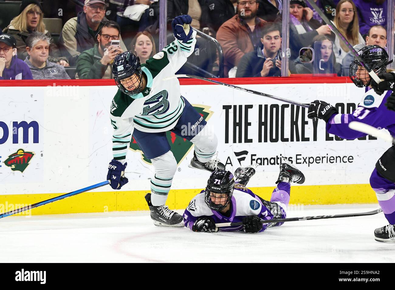 January 26th, 2025: Boston Fleet defender Emma Greco (25) trips over ...