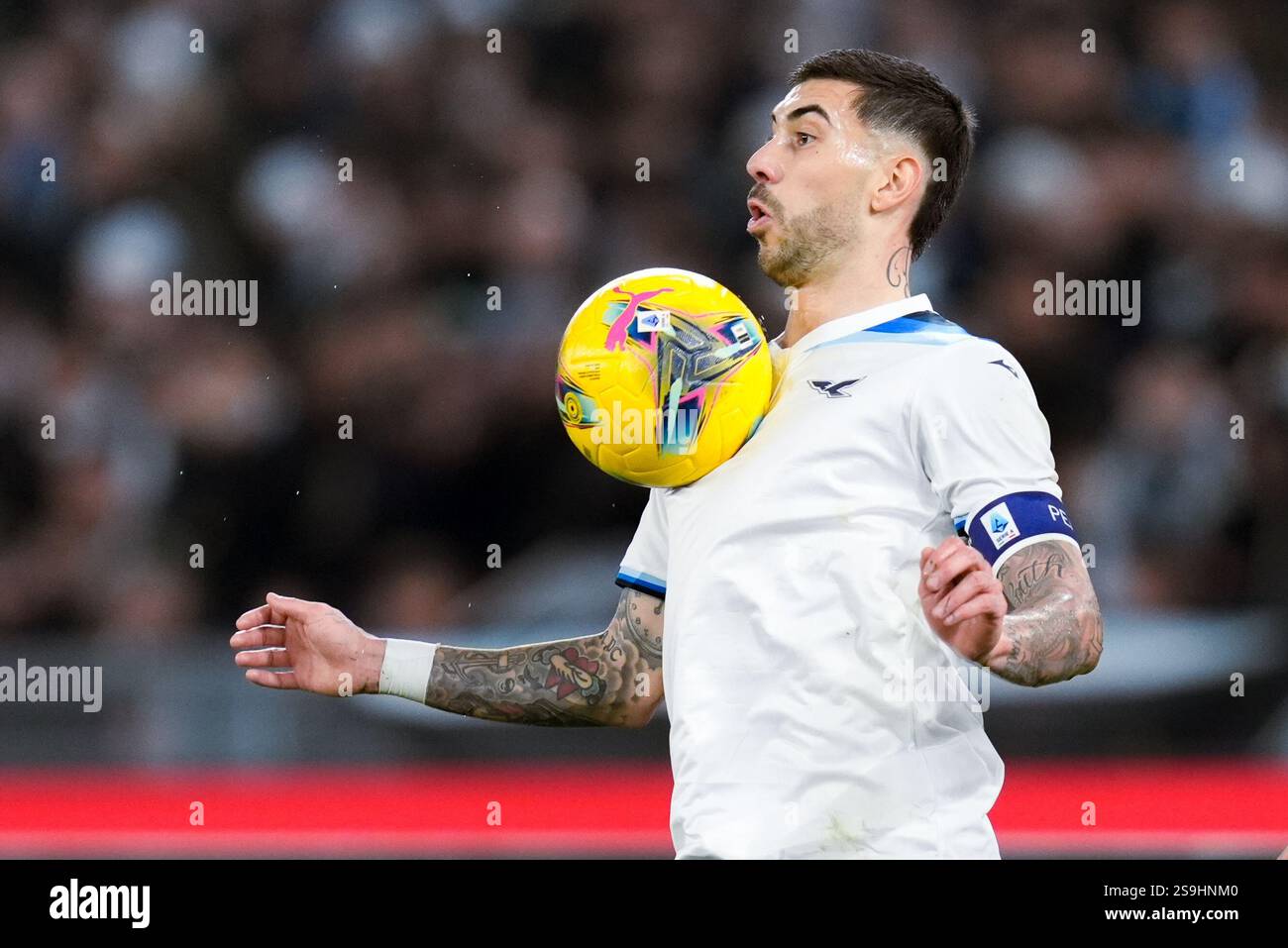 Mattia Zaccagni of SS Lazio controls the ball during the Serie A ...