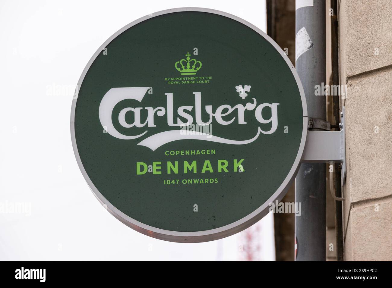A logo of the Danish multinational brewer Carlsberg is seen on the ...