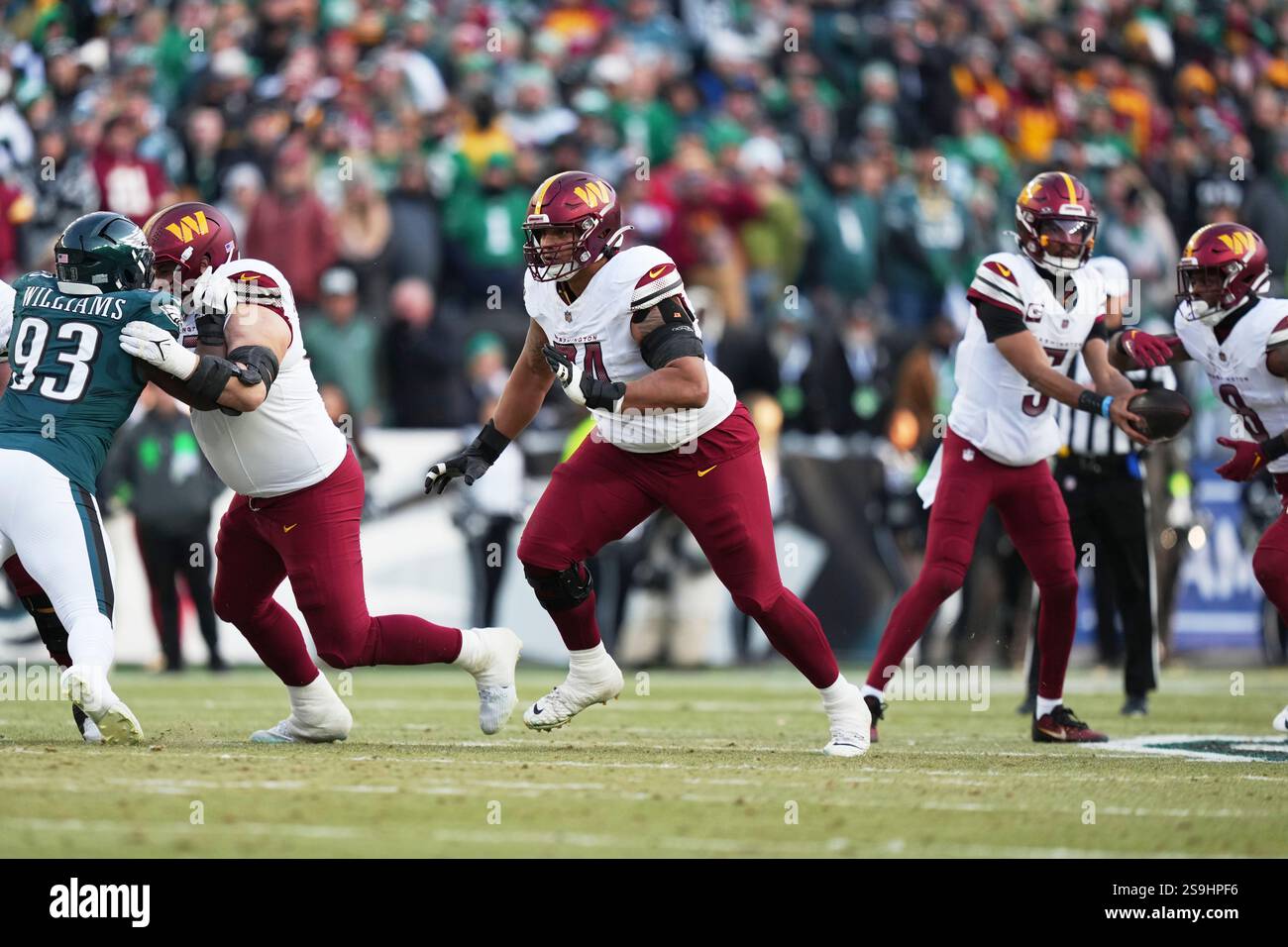 Washington Commanders offensive tackle Brandon Coleman (74) blocks ...