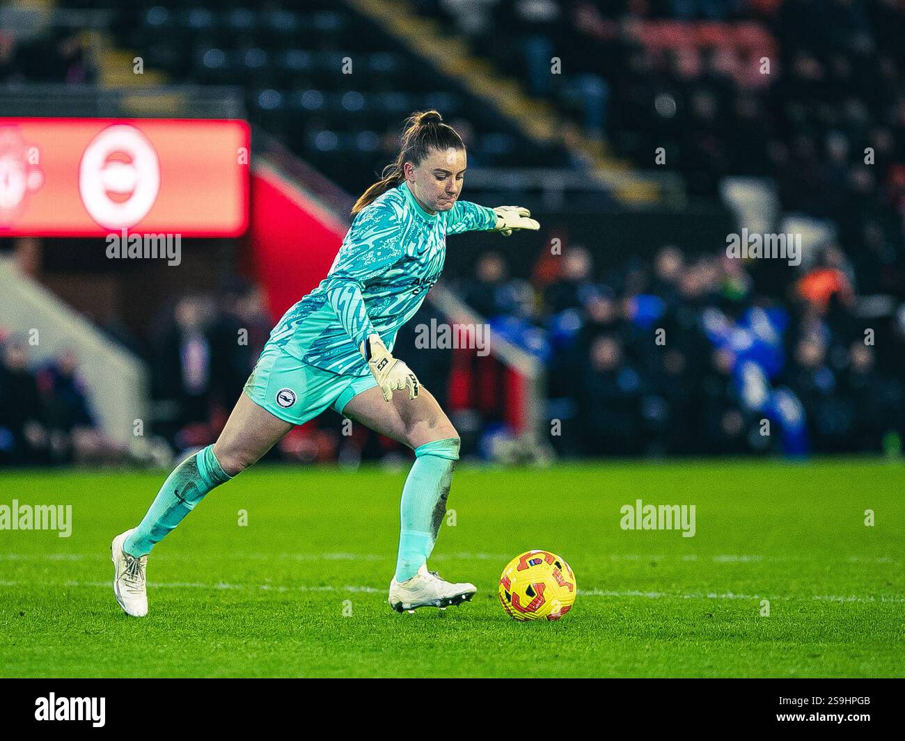 Leigh Sports Village Stadium, England 26th January 2025: Goalkeeper ...