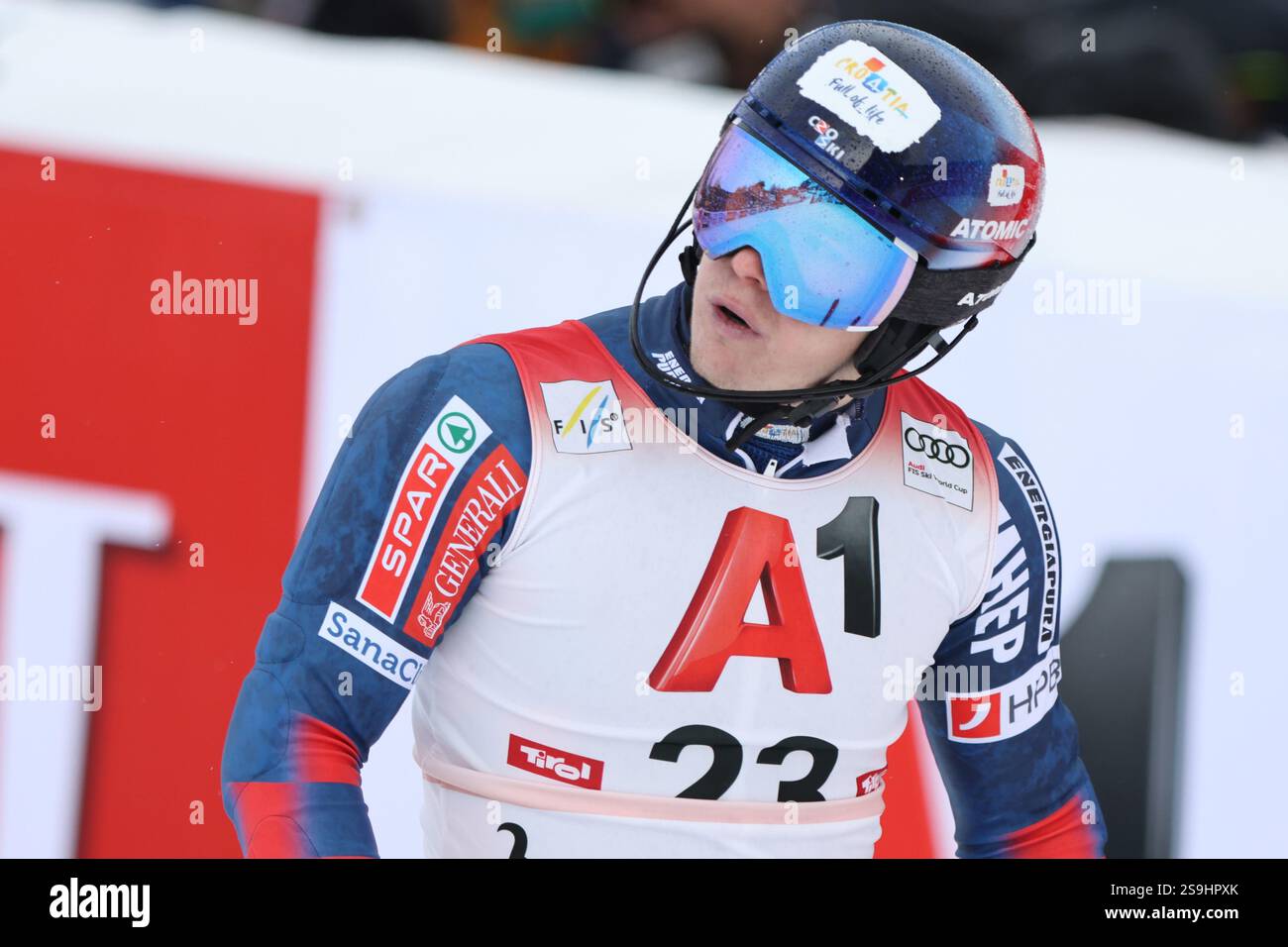 KITZBUEHEL, AUSTRIA - JANUARY 26: Filip Zubcic of Croatia during the second rund of the Audi FIS ...