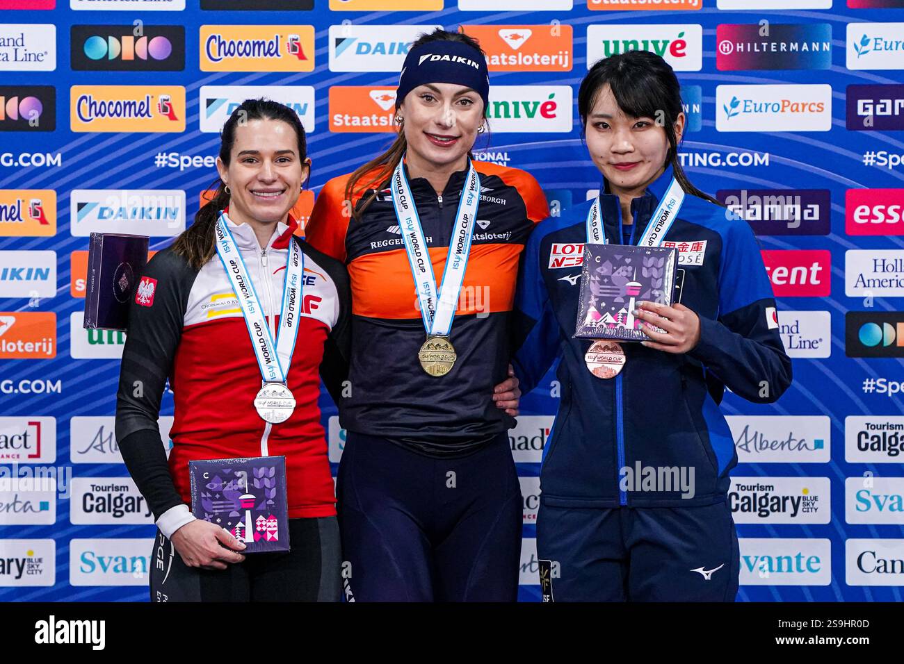 CALGARY, CANADA - JANUARY 26: Andzelika Wojcik of Poland, Femke Kok of ...