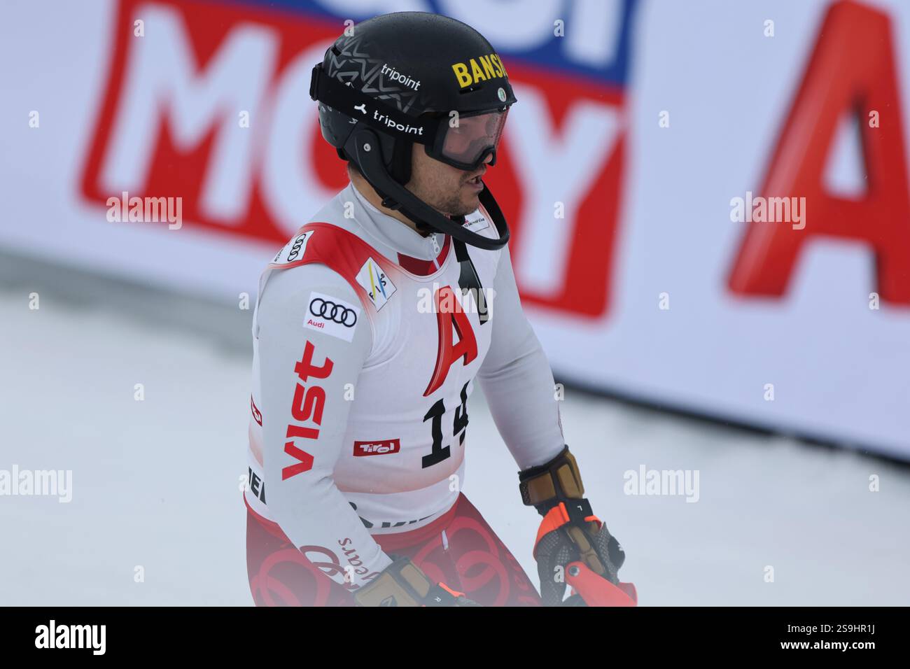KITZBUEHEL, AUSTRIA - JANUARY 26: Albert Popov of Bulgaria during the ...