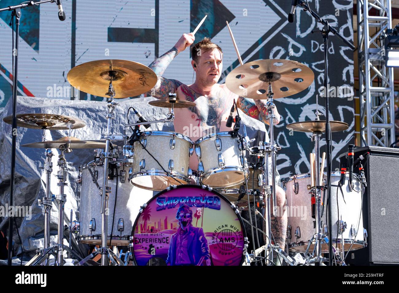 Matt Reinhard of DED performs on board the Carnival Magic during day ...