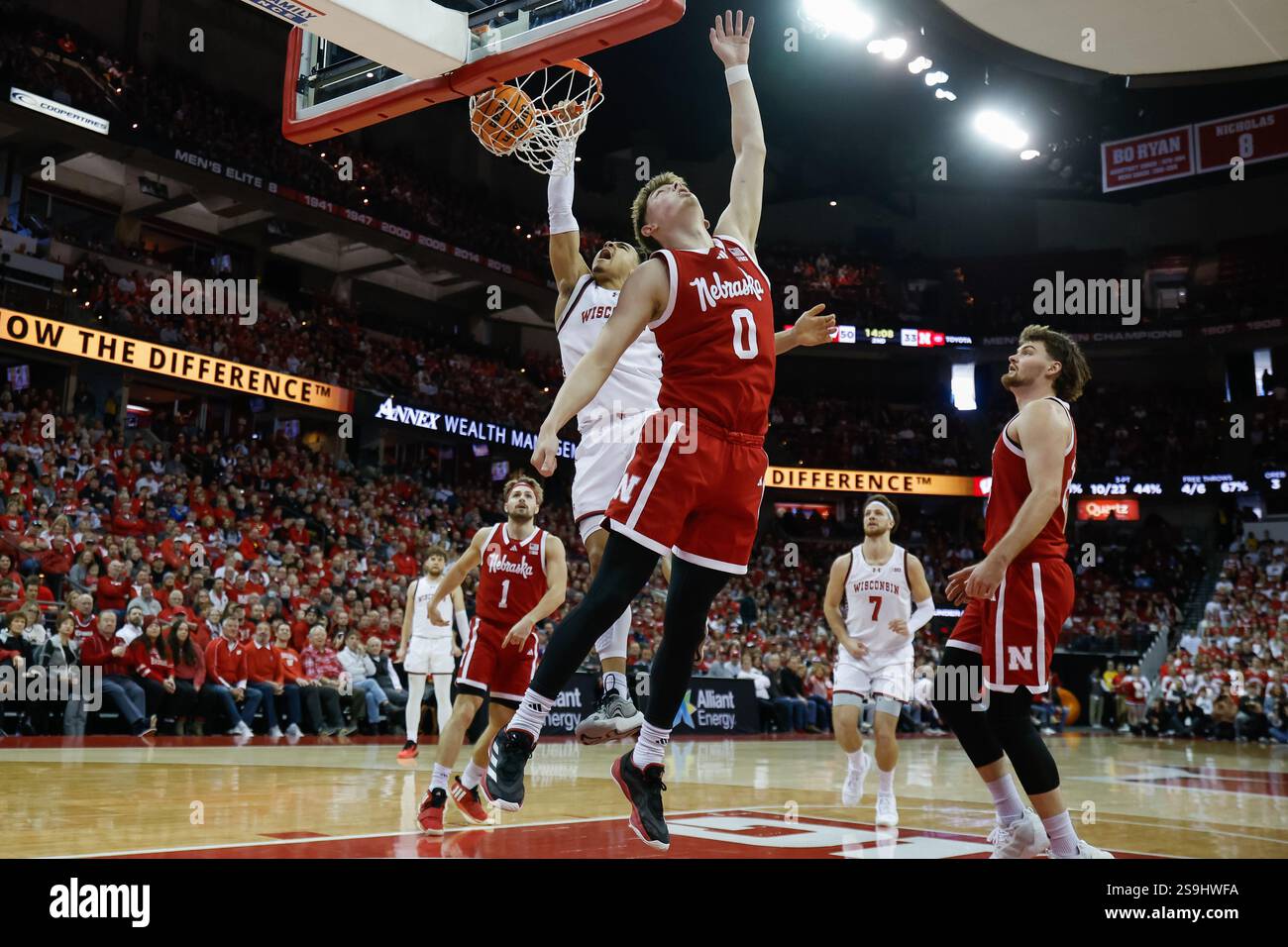 January 26, 2025: Wisconsin Badgers guard John Tonje (9) dunks over ...