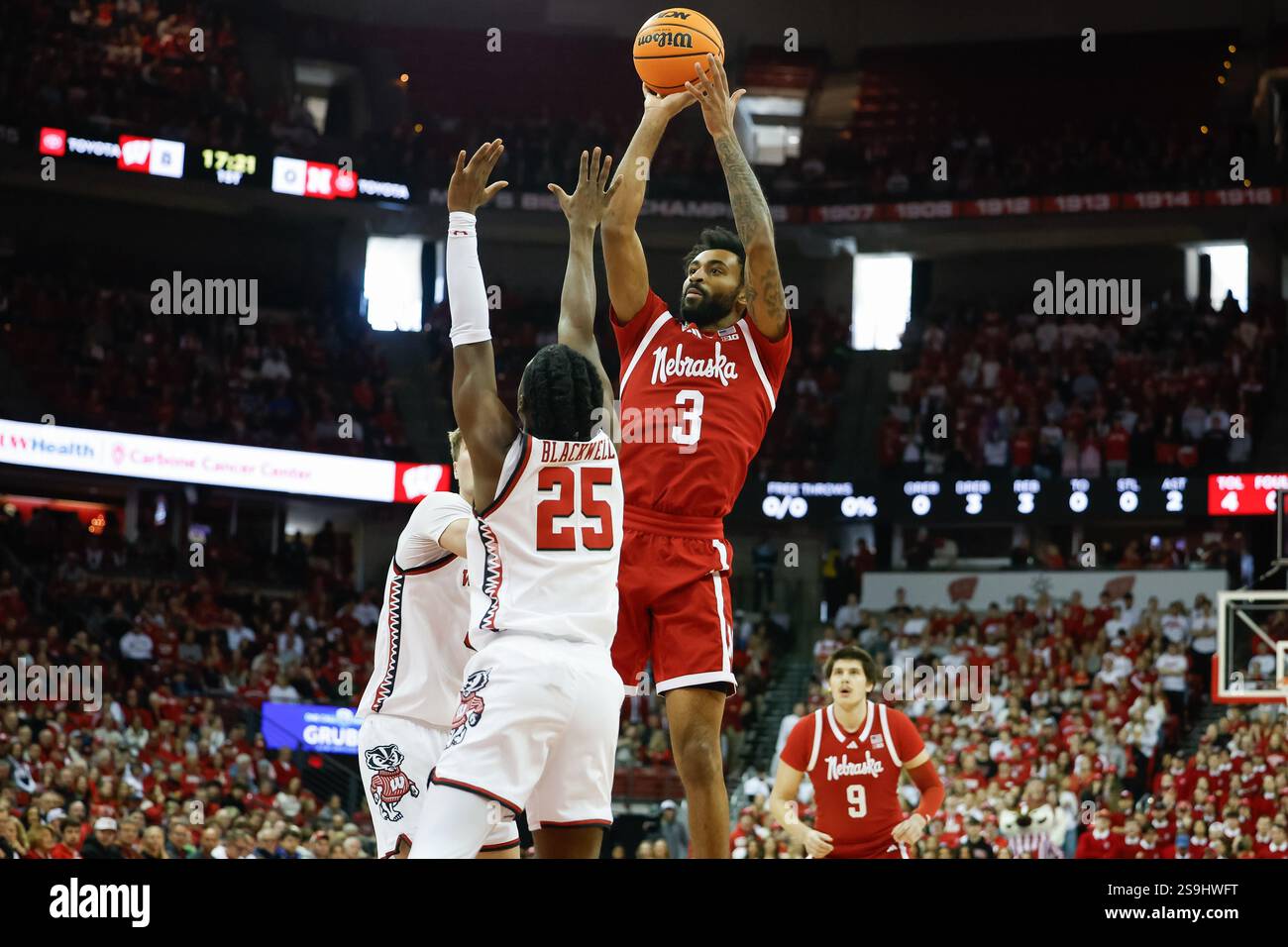 January 26, 2025: Nebraska Cornhuskers guard Brice Williams (3) takes a ...