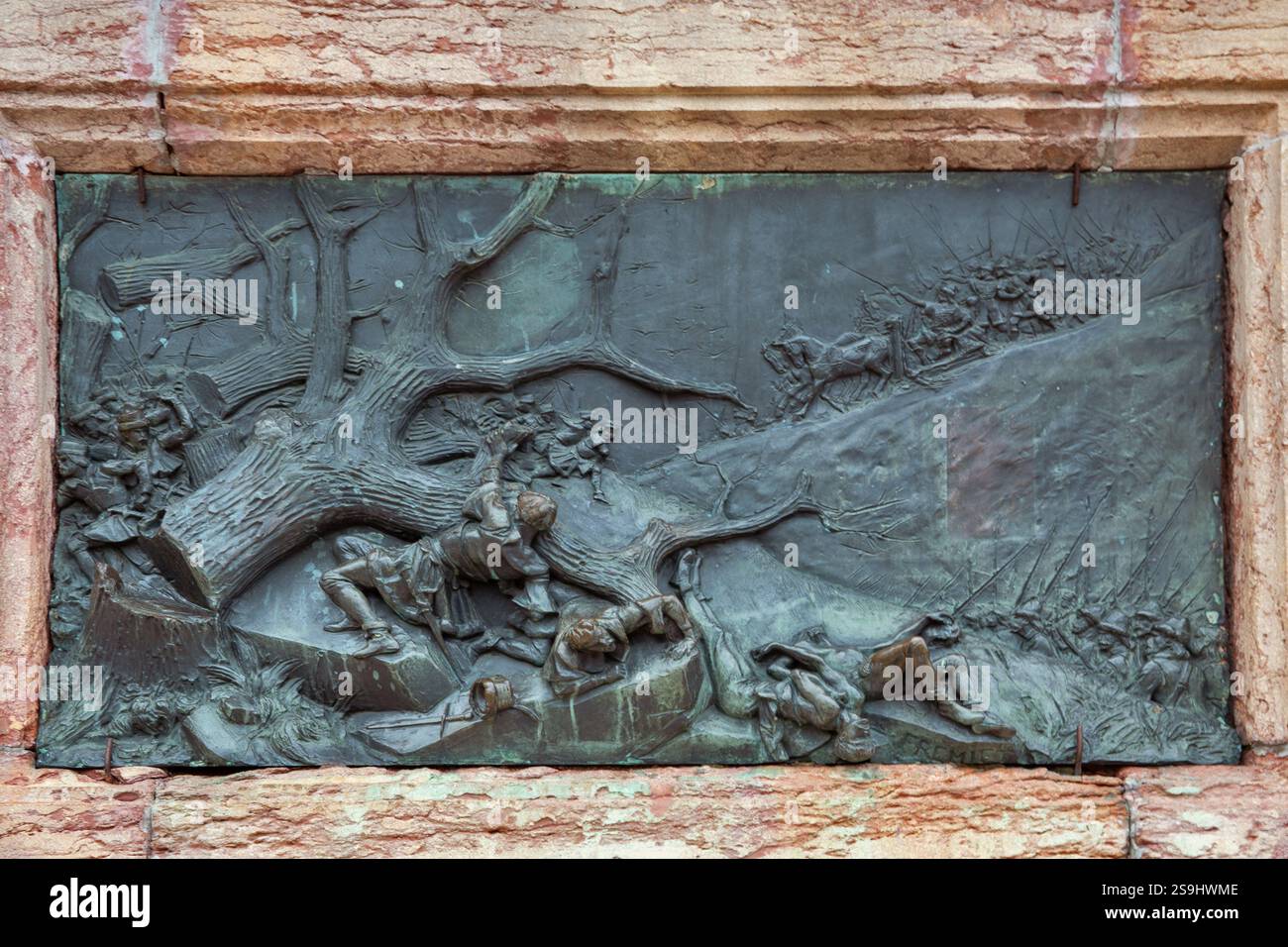 Bas relief closeup on the pedestal of the Equestrian Statue of Stephen ...