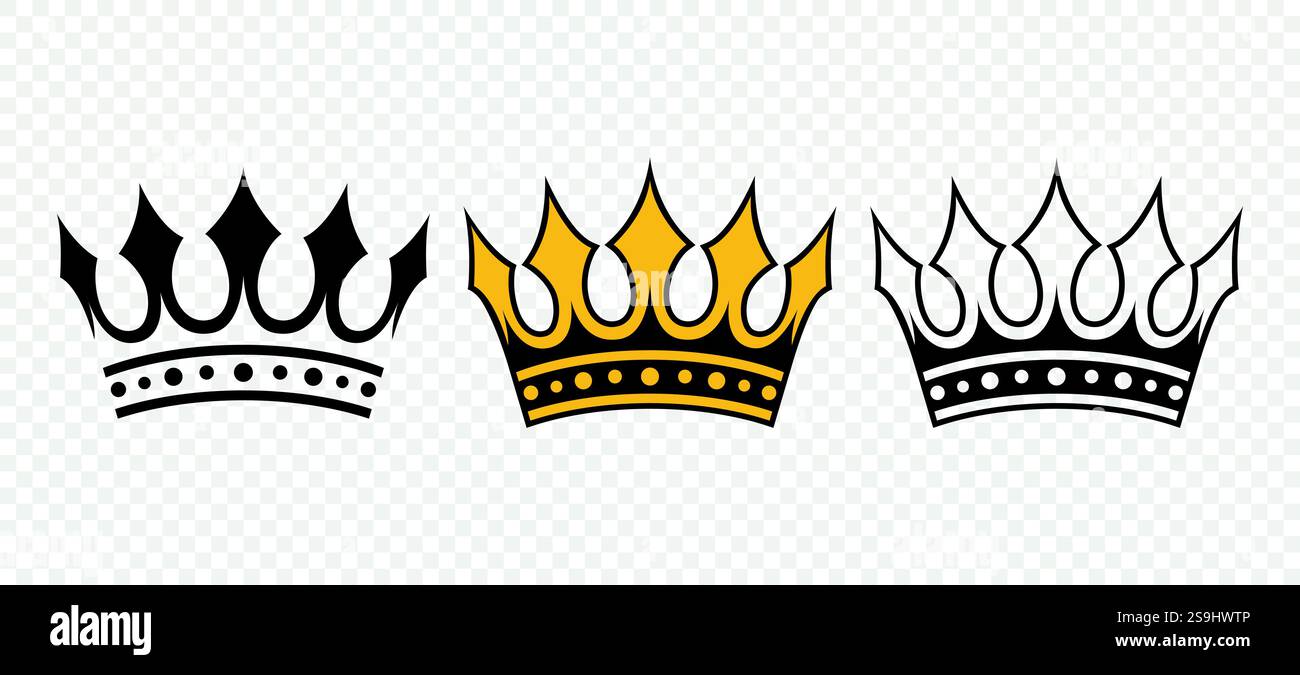 Vector Crown Icons Set. Flat Style Crown Icon Collection. Elegant Crown ...