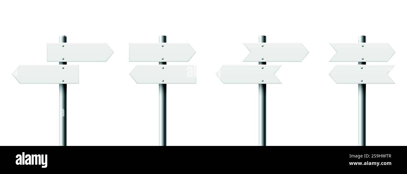 Realistic Blank Sign Post Set. Realistic Road Signboard. Plywood ...