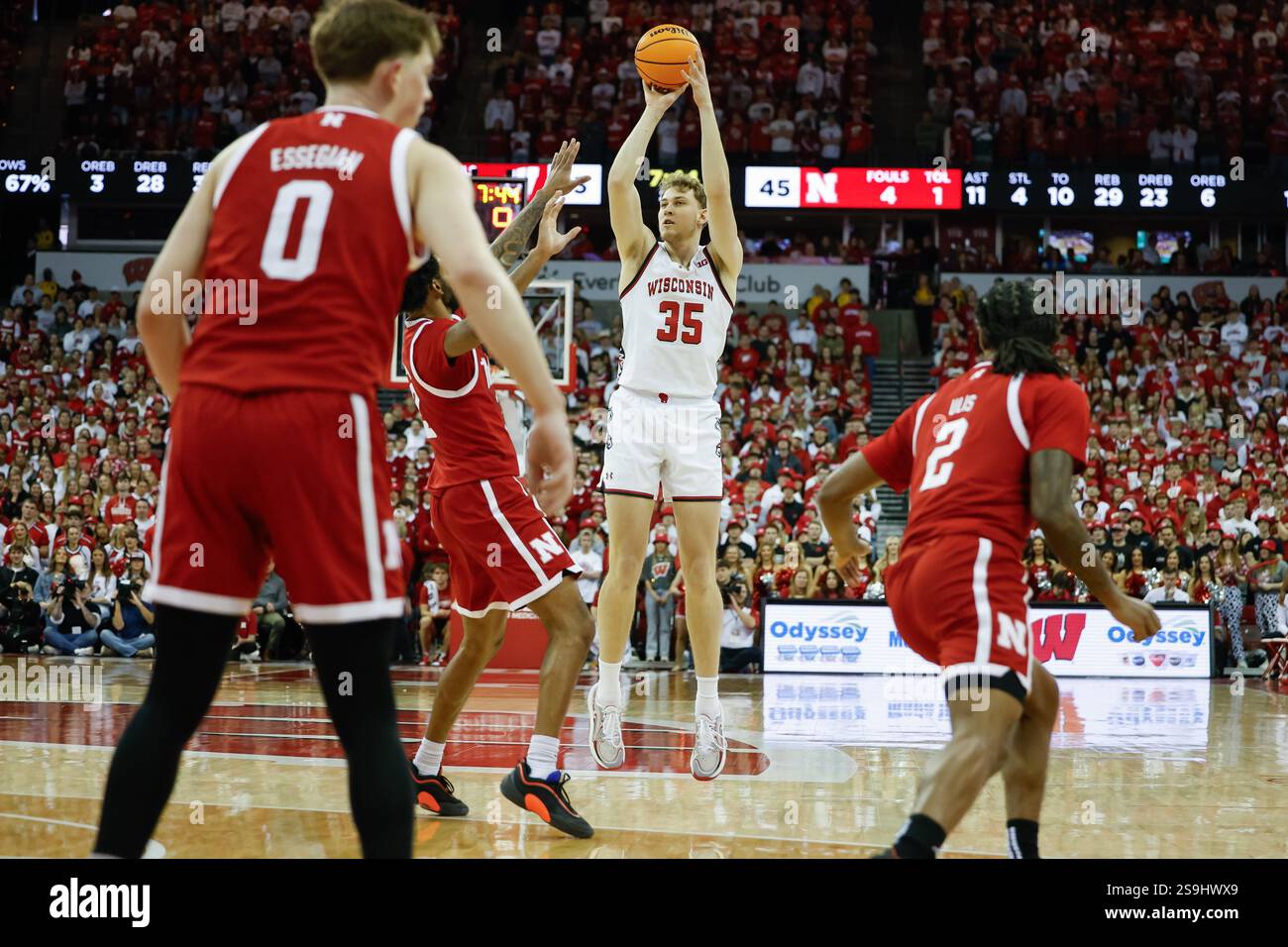 January 26, 2025: Wisconsin Badgers forward Markus Ilver (35) takes a ...