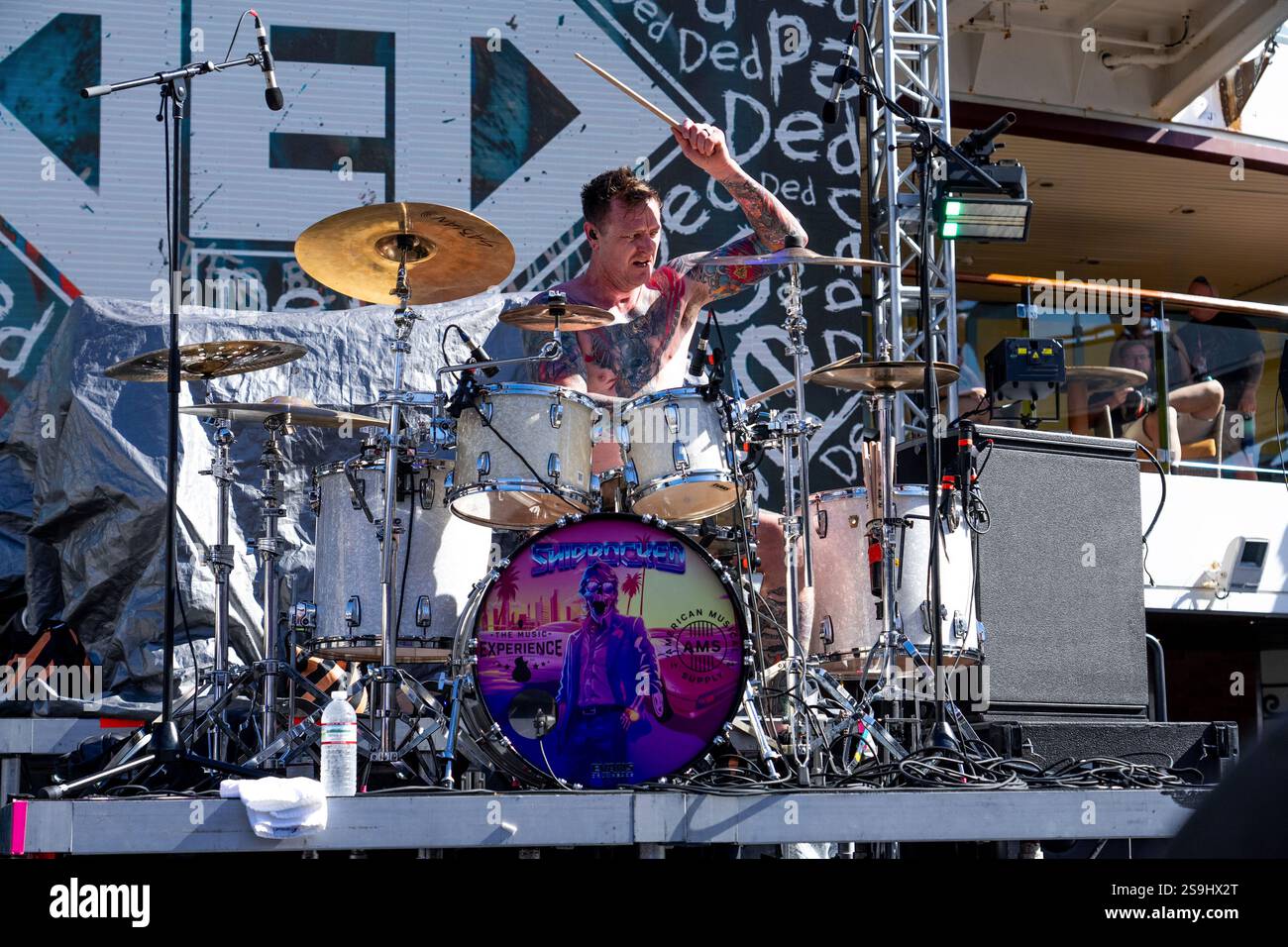 Matt Reinhard of DED performs on board the Carnival Magic during day ...