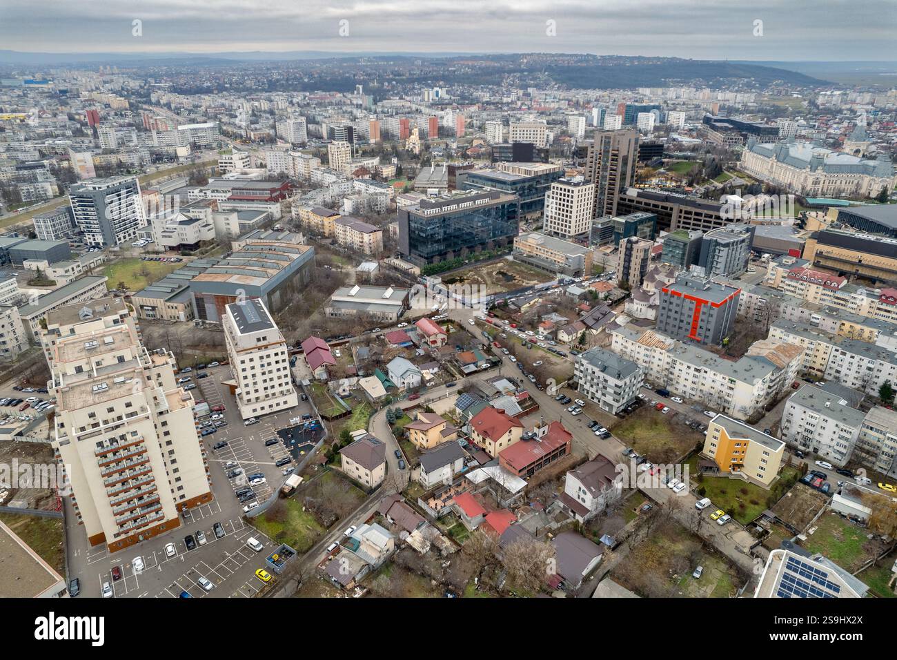 Drone view over Iasi urban cityscape, Romania Stock Photo - Alamy