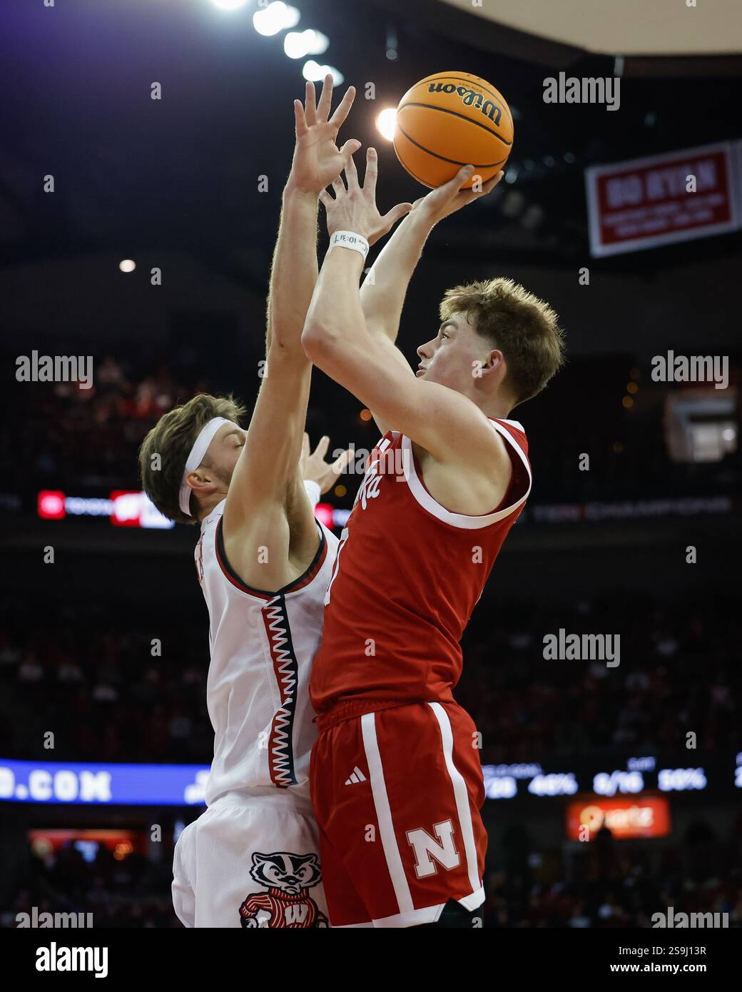 January 26, 2025: Nebraska Cornhuskers guard Connor Essegian (0) takes ...