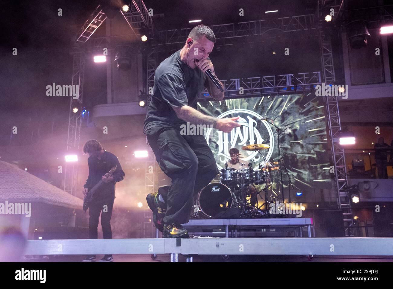 Winston McCall of Parkway Drive performs on board the Carnival Magic ...