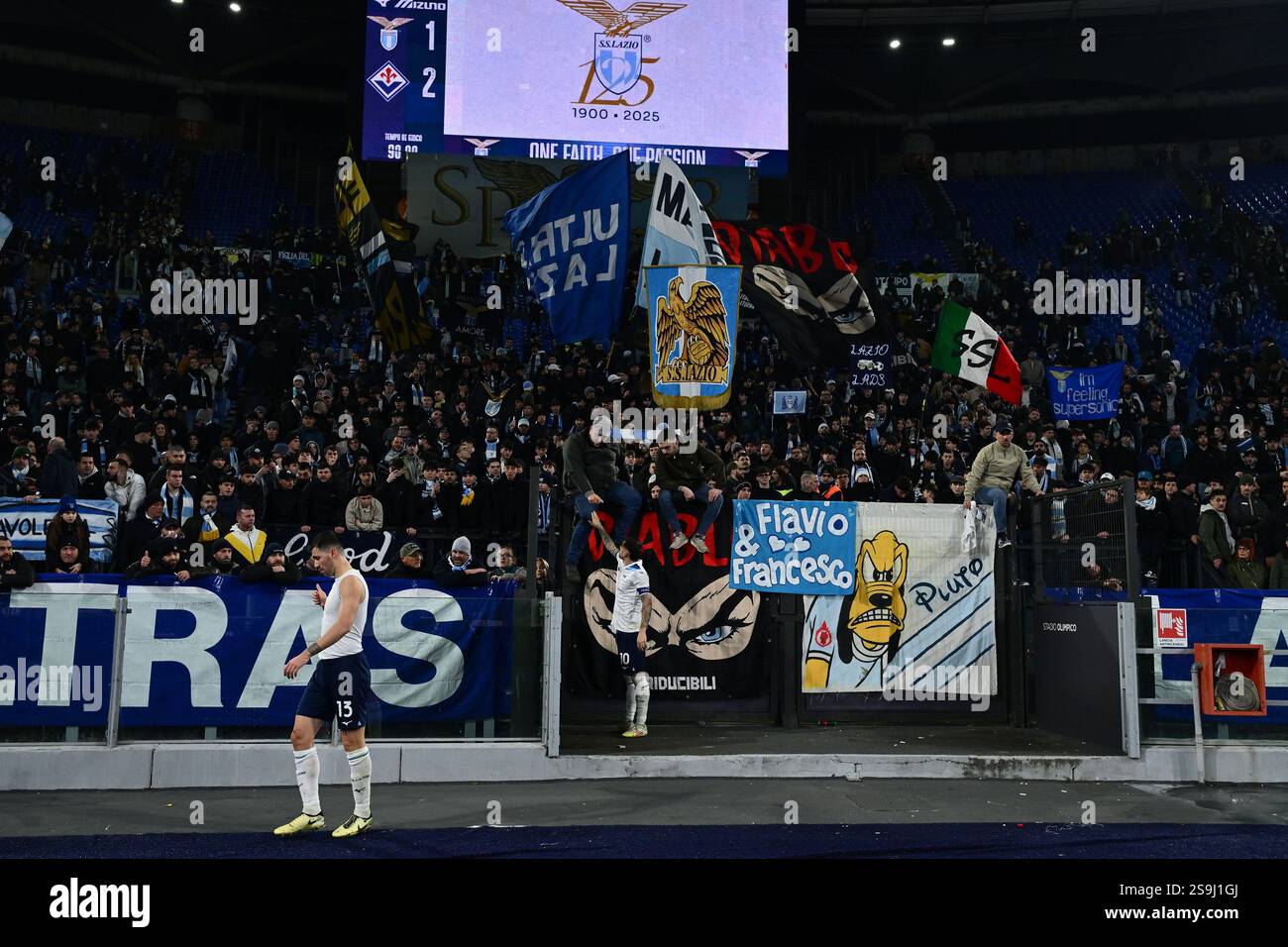 Mattia Zaccagni of S.S. Lazio is greeting the fans during the 22th day ...