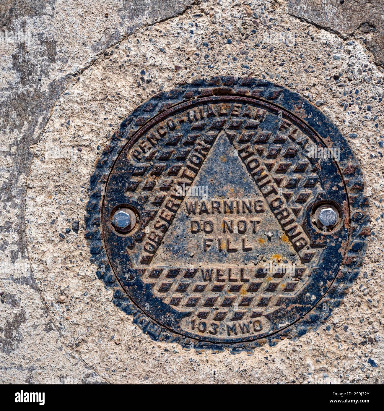 The metal cap for a monitoring well at the Hauser Dam near Helena ...
