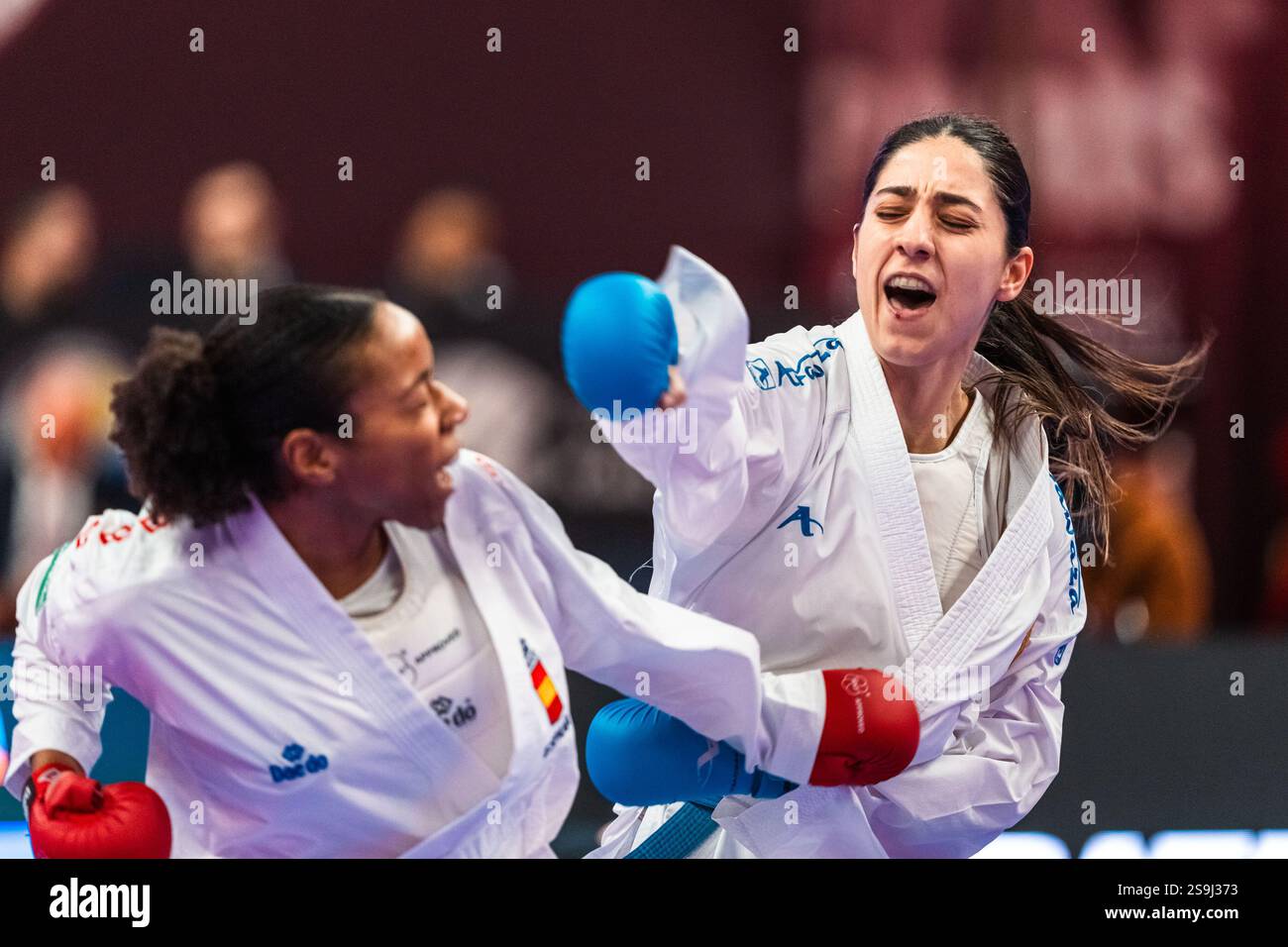 Maria Isabel Nieto Mejias (ESP) and Eda Eltemur (TUR) female kumite ...