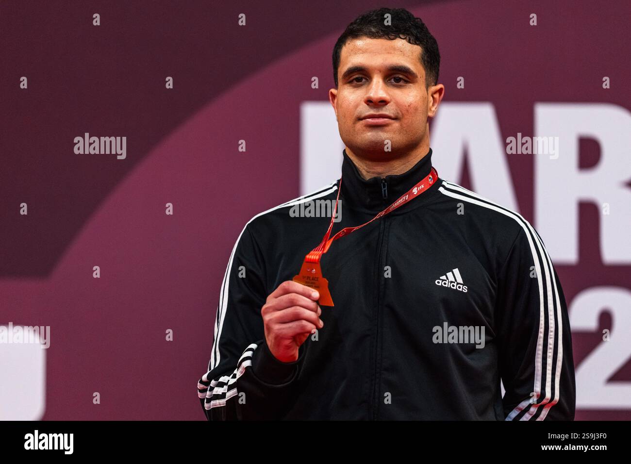 Youssef Badawy (EGY) male kumite -84Kg podium during the Paris Open ...