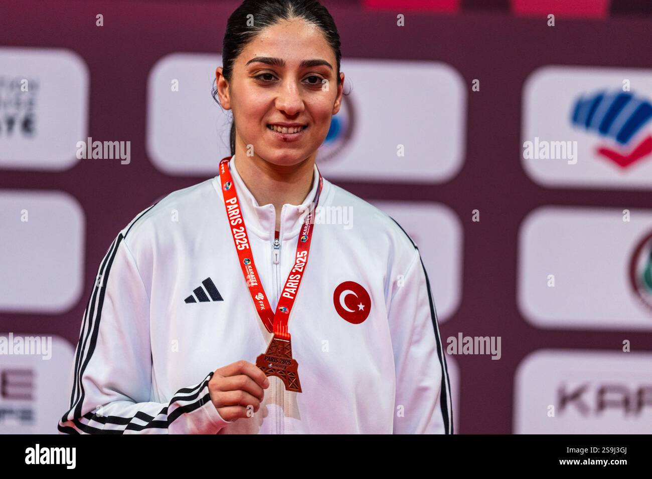 Eda Eltemur (TUR) female kumite -68Kg podium during the Paris Open ...