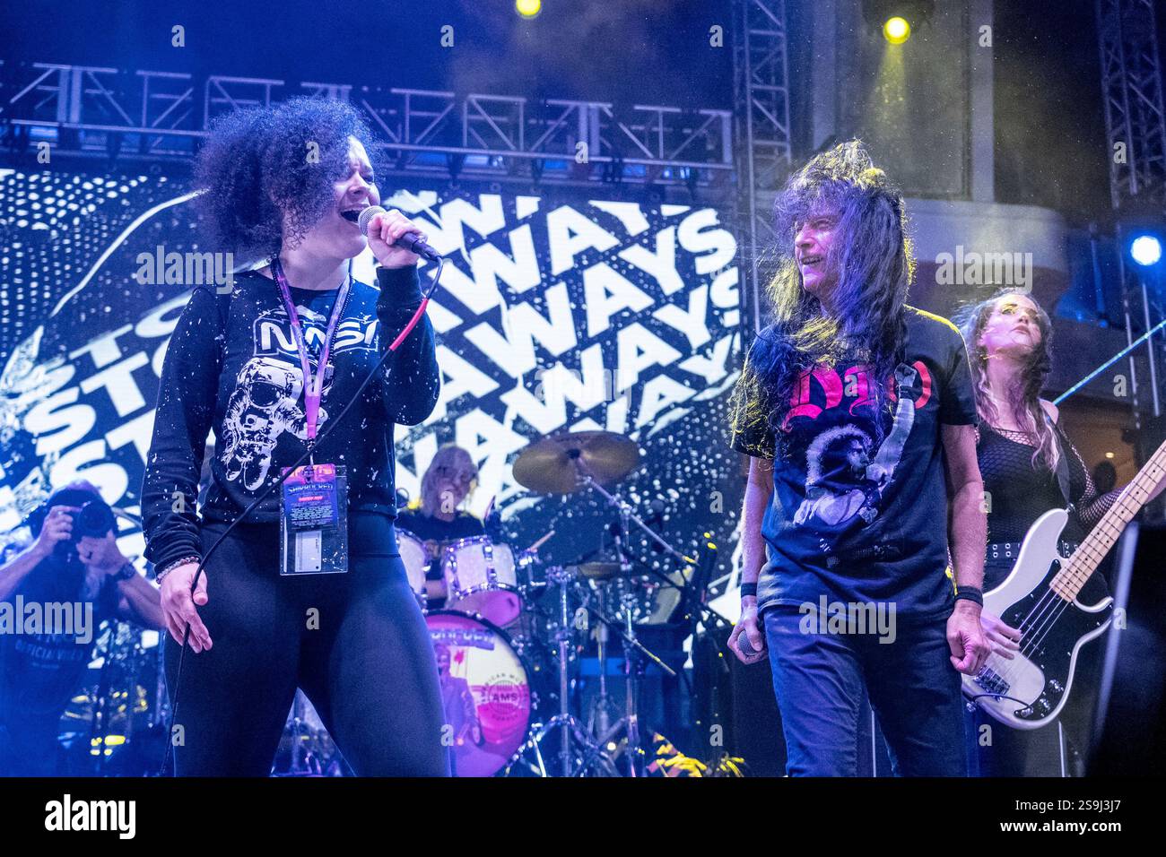 Joey Belladonna, left, and Moriah Formica of The Stowaways perform on ...