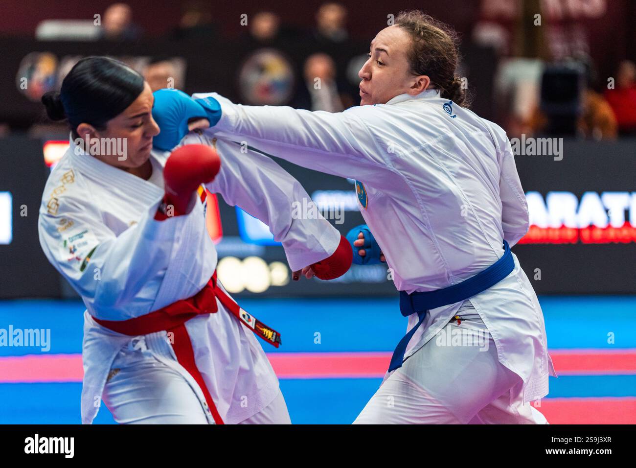 Sofya Berultseva (KAZ) and Maria Torres Garcia (ESP) female kumite ...