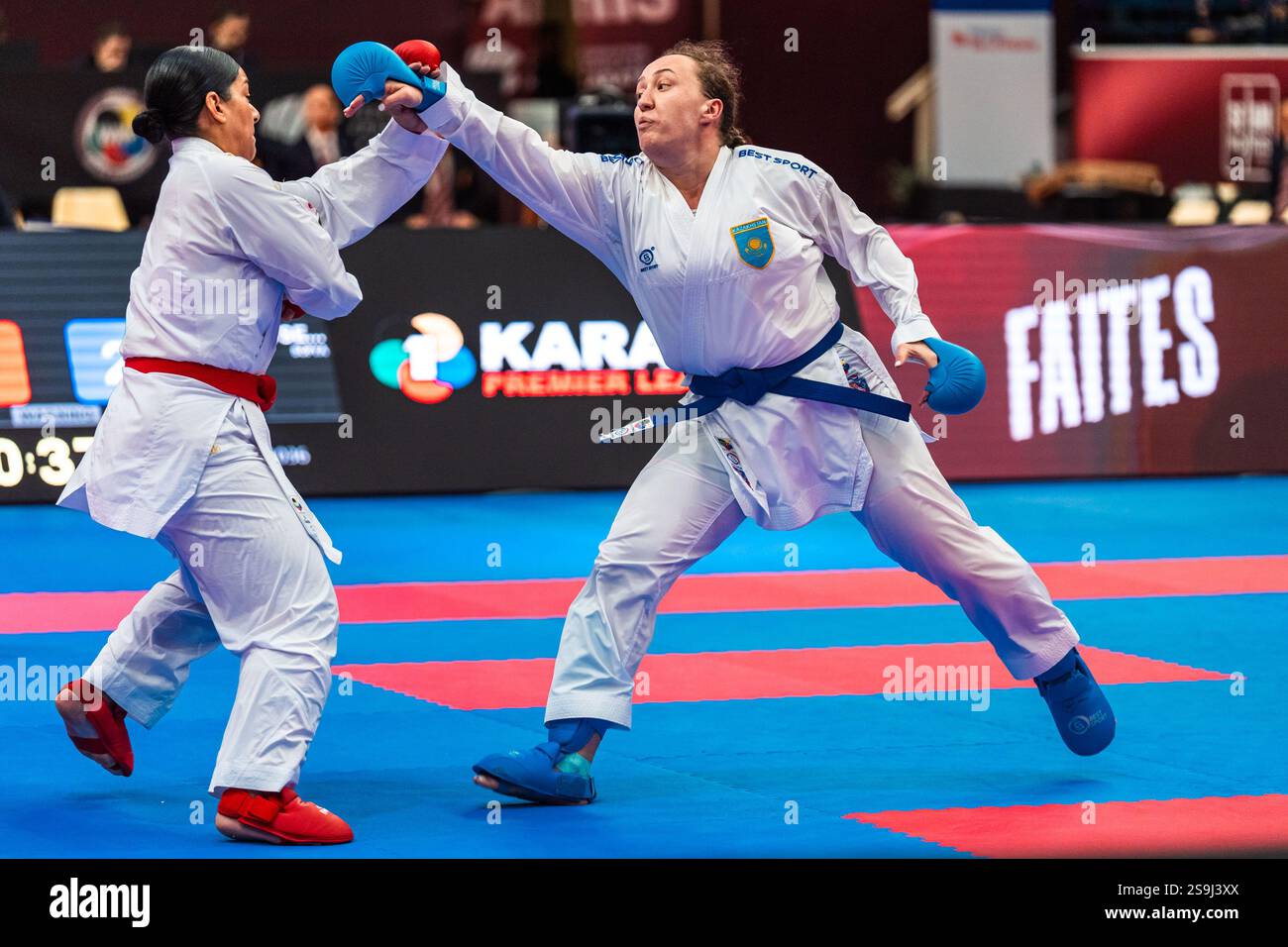 Sofya Berultseva (KAZ) and Maria Torres Garcia (ESP) female kumite ...