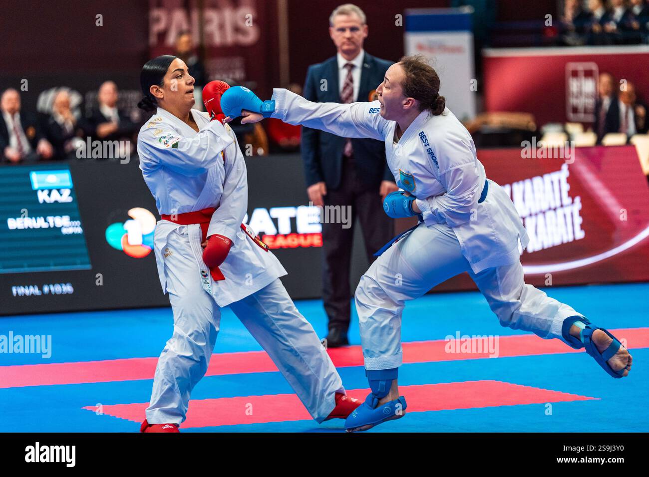 Sofya Berultseva (KAZ) and Maria Torres Garcia (ESP) female kumite ...