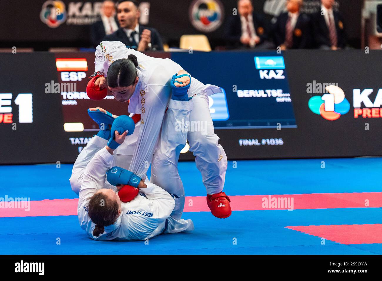 Sofya Berultseva (KAZ) and Maria Torres Garcia (ESP) female kumite ...