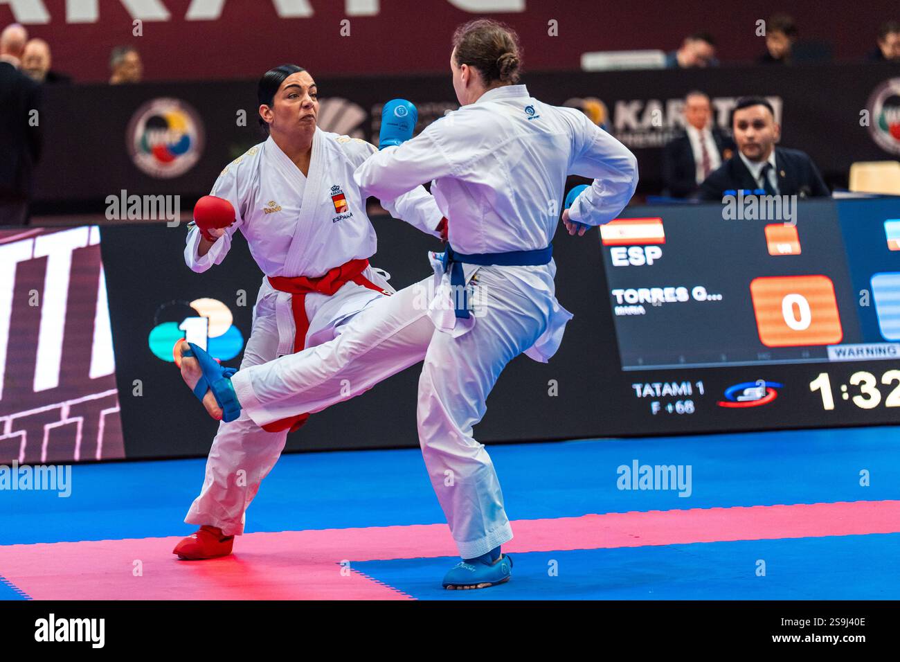 Sofya Berultseva (KAZ) and Maria Torres Garcia (ESP) female kumite ...