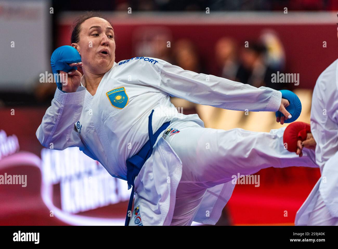 Sofya Berultseva (KAZ) female kumite +68Kg final during the Paris Open ...