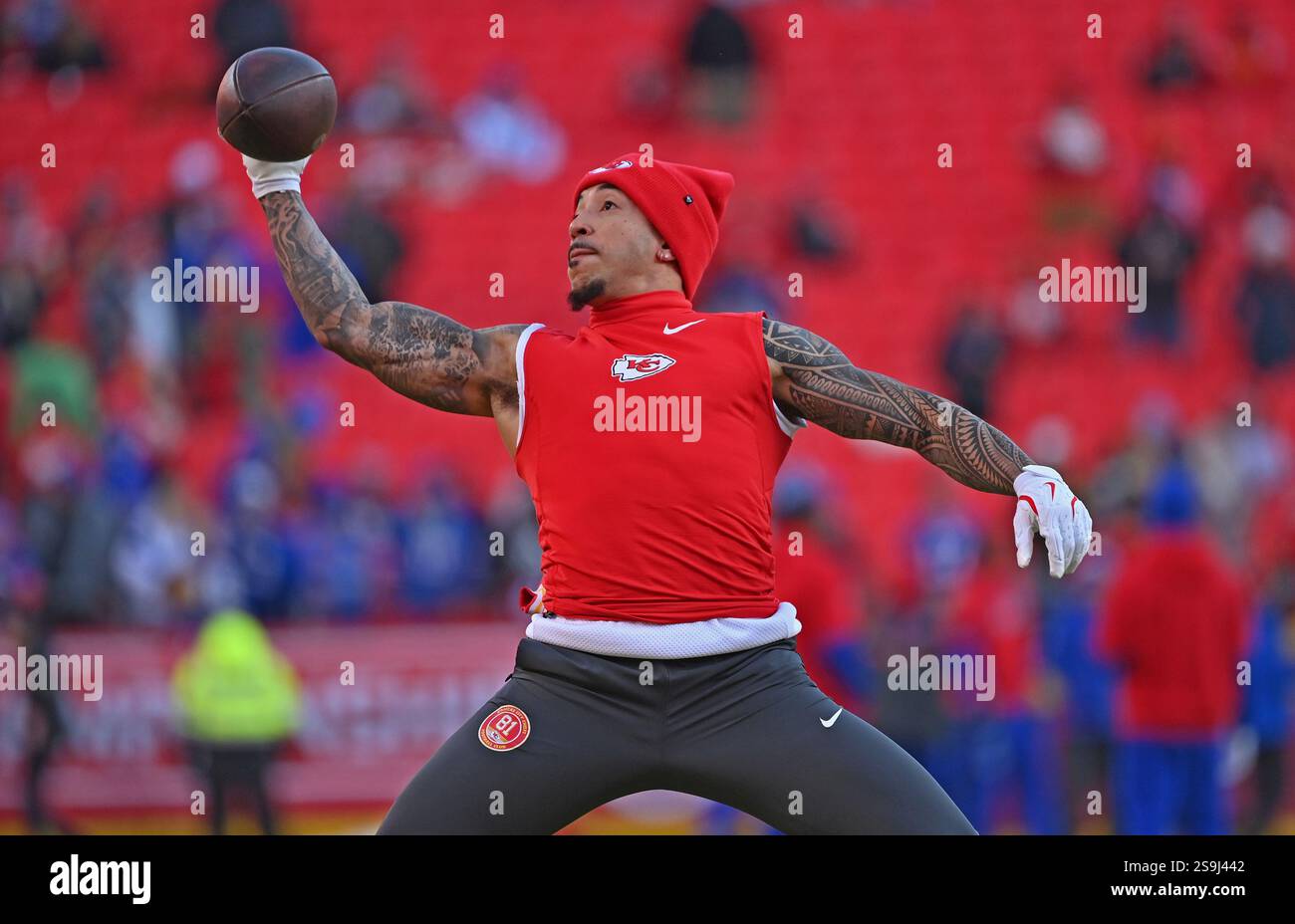 Kansas City Chiefs wide receiver Nikko Remigio (81) catches a pass ...
