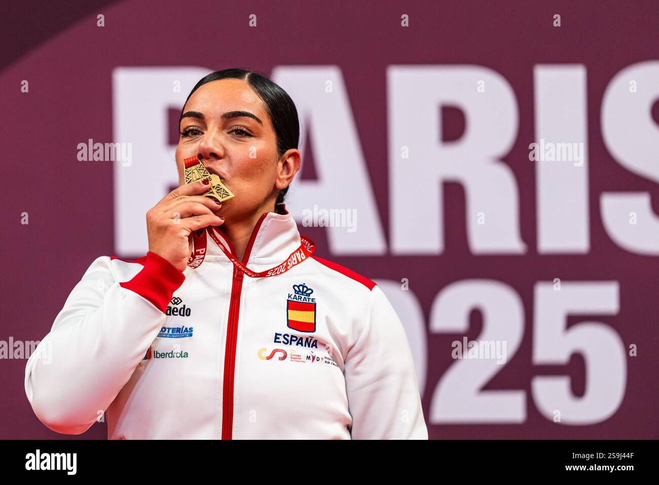 Maria Torres Garcia (ESP) female kumite +68Kg podium during the Paris ...
